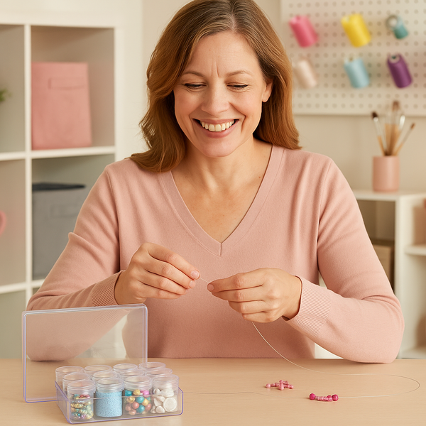 Everything Mary Clear Bead Organizer with 12 Removable Jars – Portable