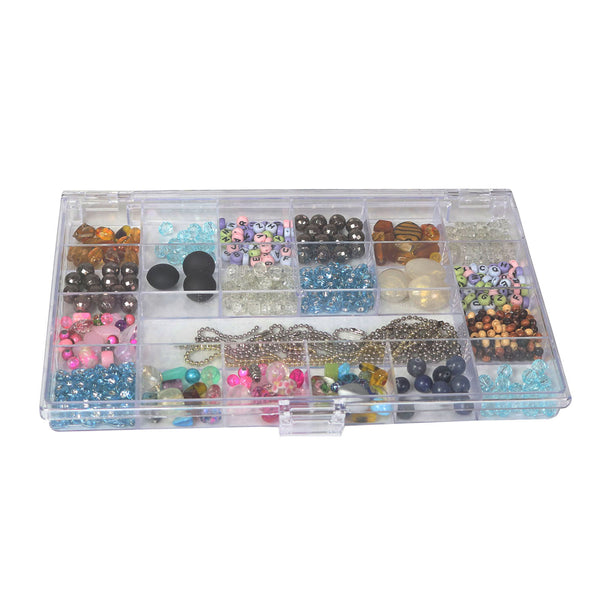Everything Mary 21-Compartment Bead Storage Box – Clear Organizer for