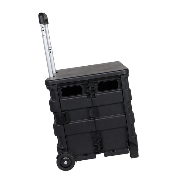 Collapsible Rolling Craft Cart with Lid – Black - Everything Mary