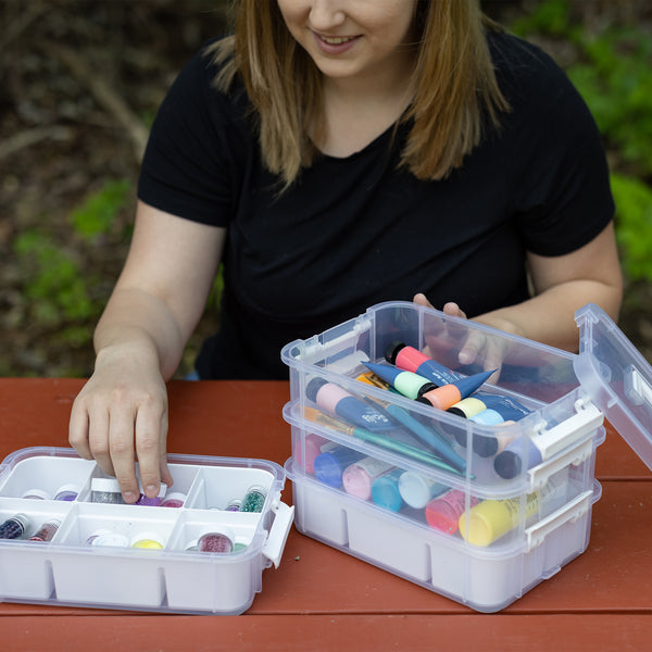 Everything Mary Clear 4-Tier Stackable Snap Box – Plastic Craft Organi