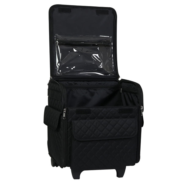 Collapsible Rolling Serger Machine Case, Black Quilted - Everything Mary