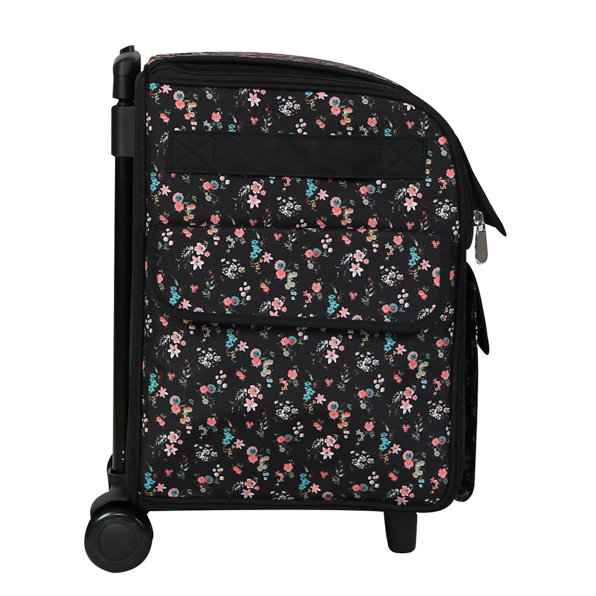 Collapsible Rolling Serger Machine Case, Black Floral - Everything Mary