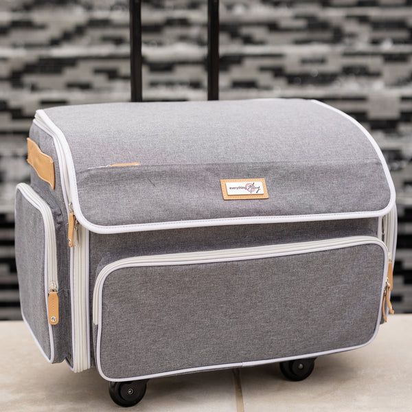 XL 4 Wheel Collapsible Deluxe Rolling Sewing Machine Storage Case, Hea ...