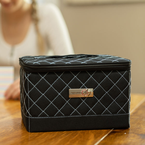 Collapsible Sewing Kit Organizer Box, Black & Blue Quilted - Everything ...