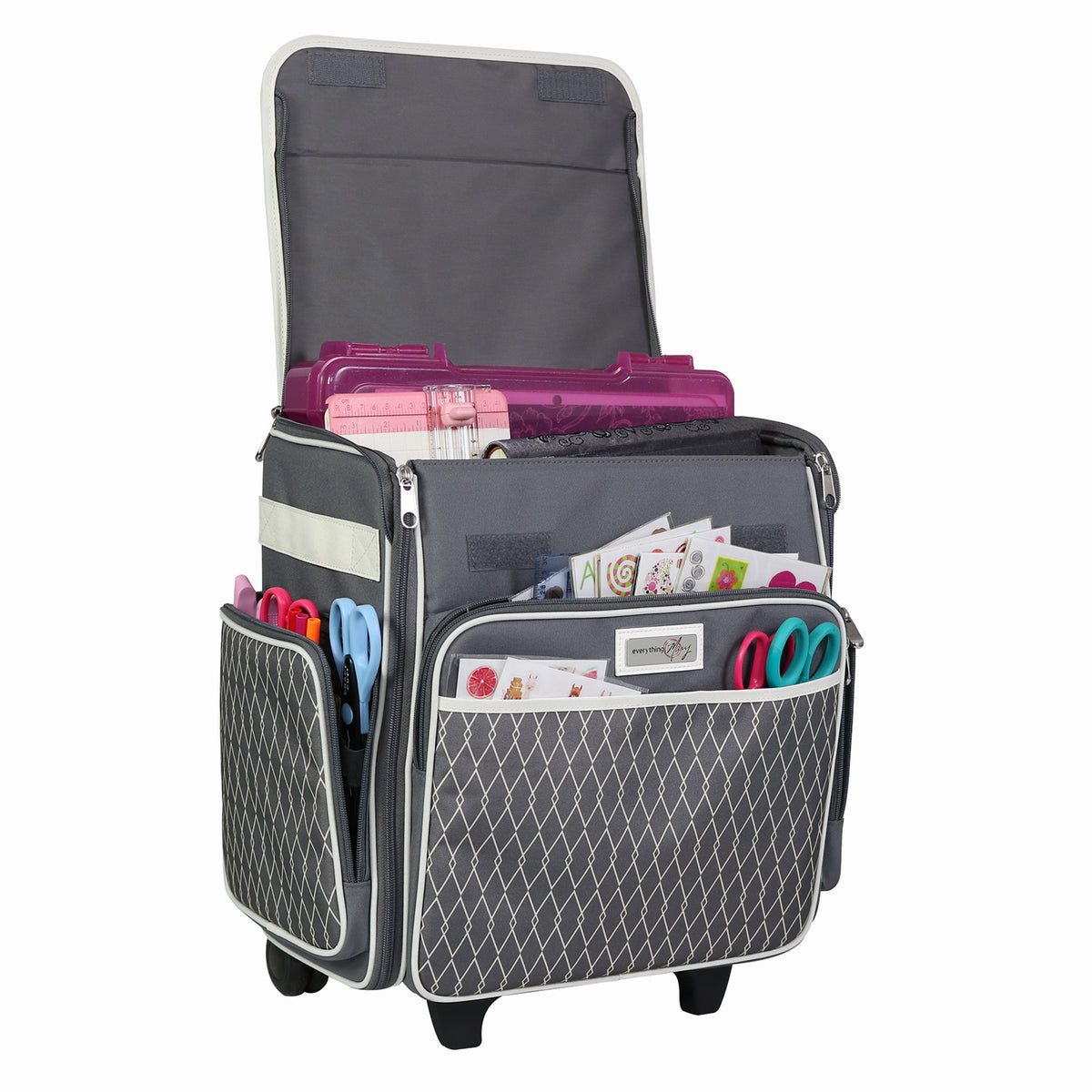 Collapsible Rolling Scrapbook & Featherweight Case, Grey & White ...